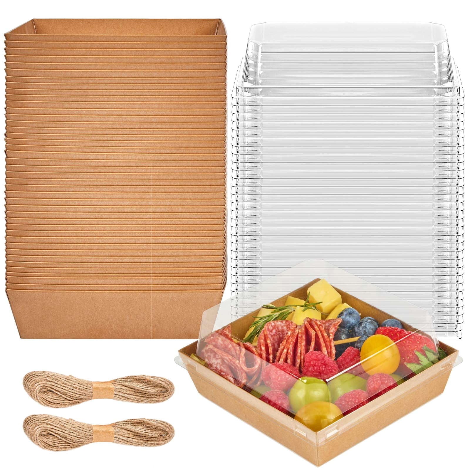 100 Brown 5 Inch Square Paper Charcuterie Bakery Containers - Walmart.com