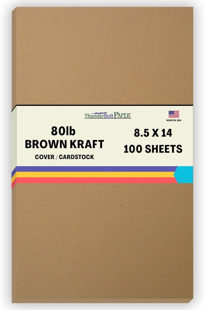 100 Brown Kraft Fiber 80# Cover Paper Sheets - 8.5" X 14" (8.5X14 ...
