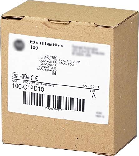 100-C12D10 100-C IEC Contactor, 12A, 110/120 50/60 Hz , N.O. N.C ...