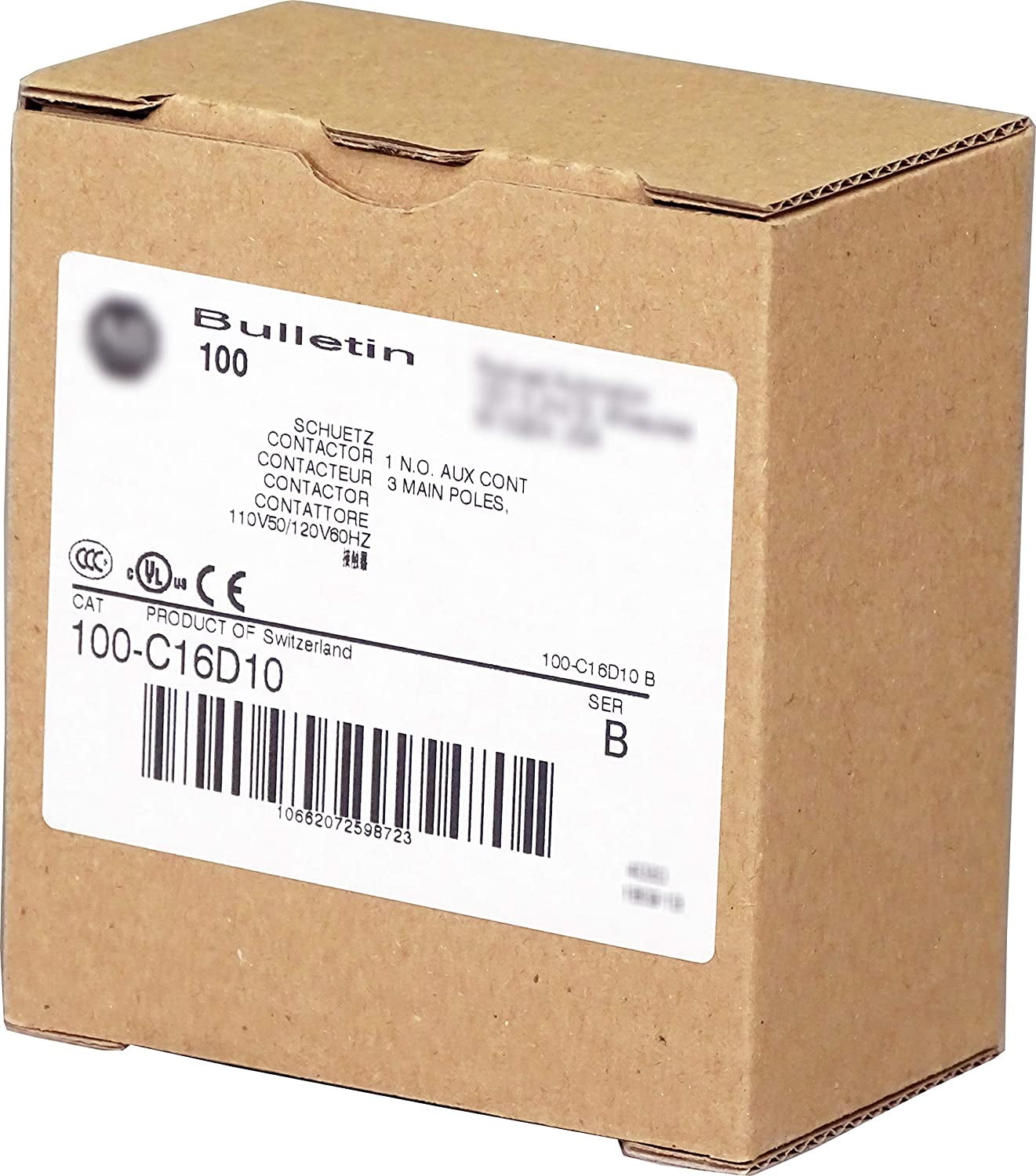 100-C16D10 100-C IEC Contactor, 16A, 110/120 VAC 50/60 Hz Coil, 1 N.O ...