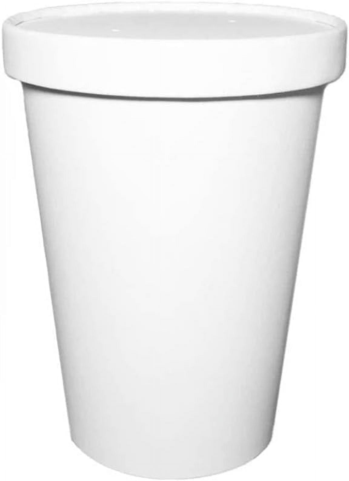 [100 COUNT] 32 oz Disposable White Paper Soup Containers with Lids ...