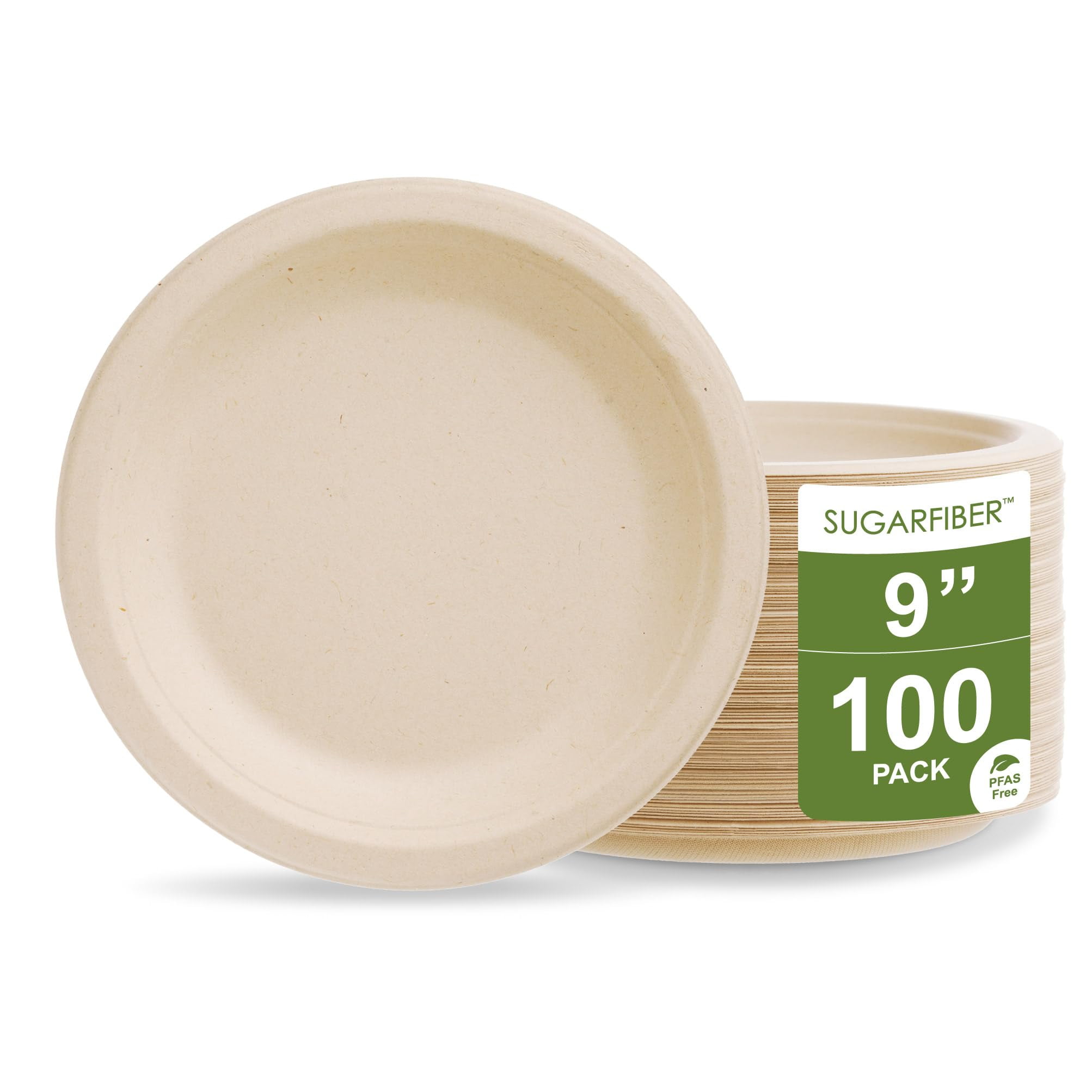 [100 COUNT]Harvest Pack PFAS AIF9 FREE 9-inch Round Compostable Paper ...