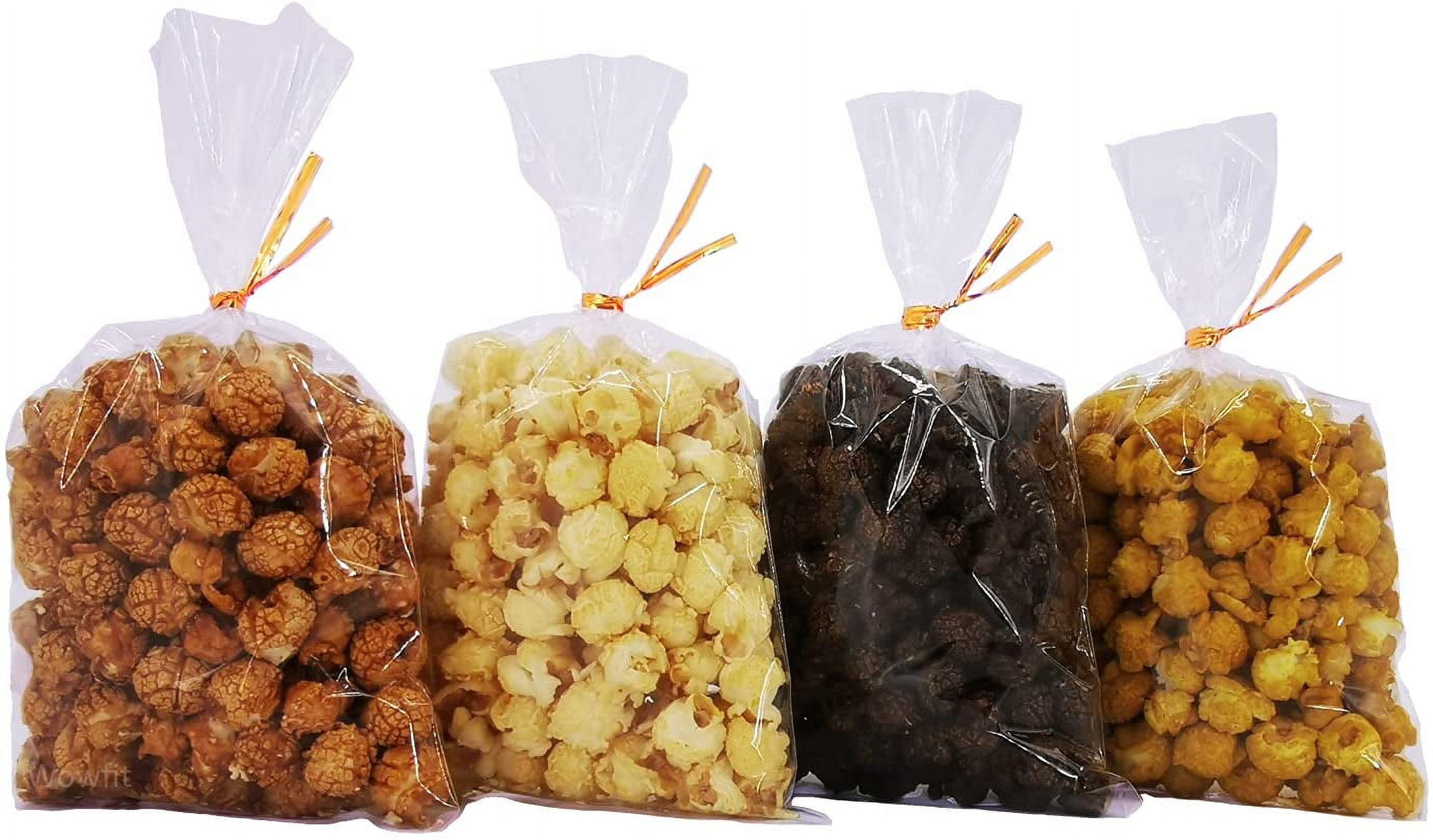 100 CT 6x10 Inch Clear Flat Cellophane Treat Bags with 6” Gold Twist ...