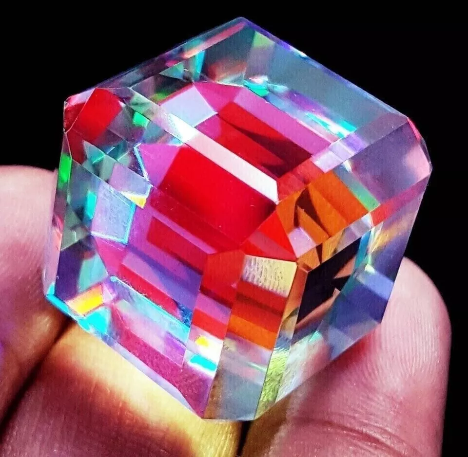 100+ CT Seven Color Fantasy Cut Cube Quartz Blue Magical Mystic Rainbow ...
