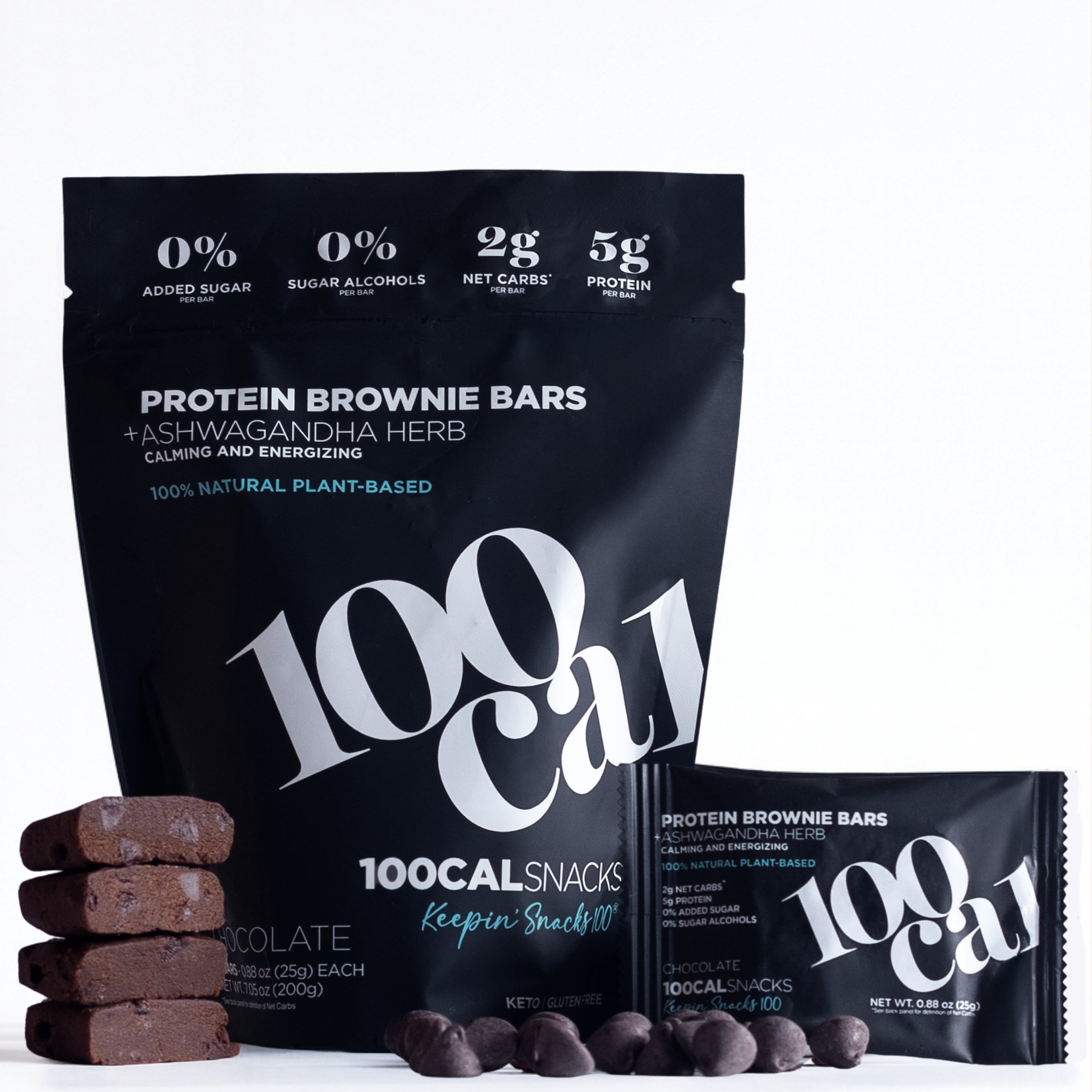 100 Cal Snacks Chocolate Brownie Protein Bar, High Protein, Fiber; Gut ...
