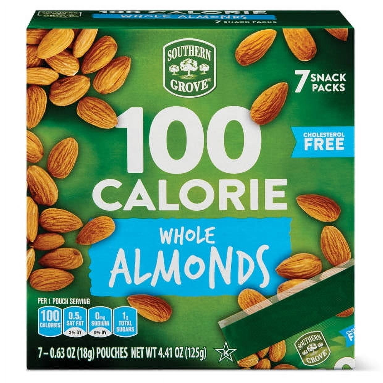 2PK - Southern Grove 100 Calorie Whole Almonds Snack Pack, 4.41 oz ...