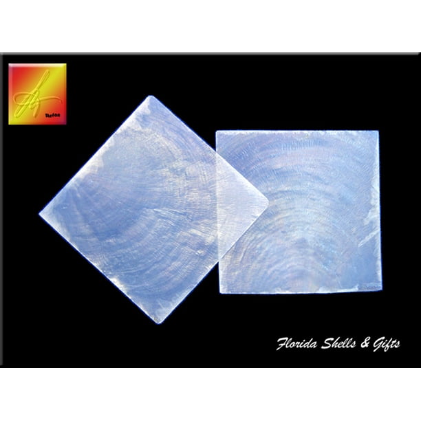 100 Capiz Shells White Square Cut (2"/ 50 mm) No Holes Crafts ...