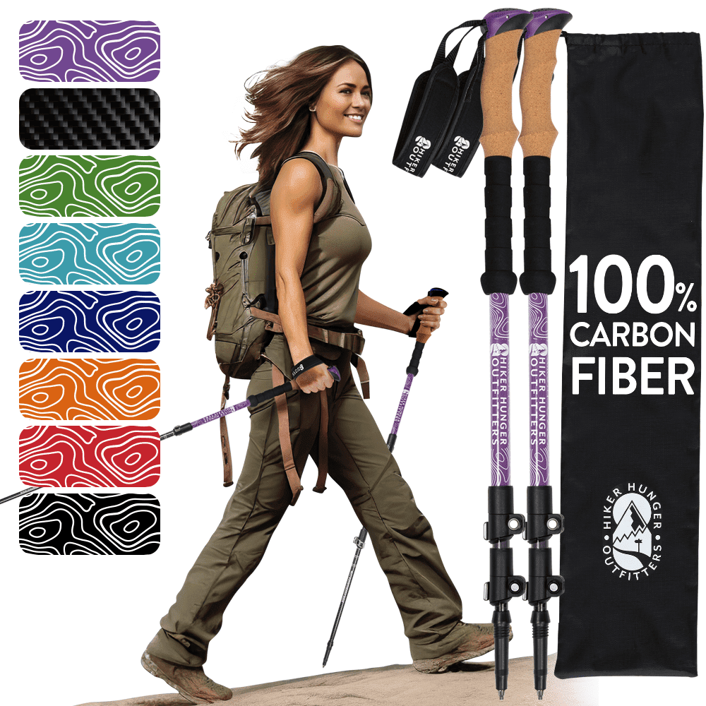 100% Carbon Fiber Trekking Poles by USA Brand - Ultra Strong ...