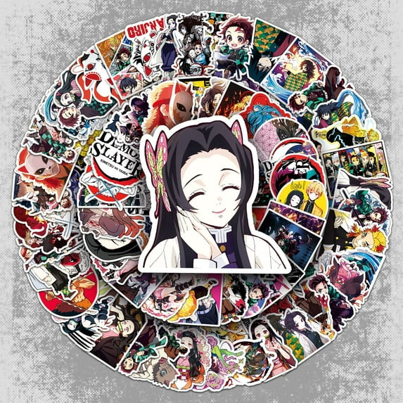 100 Cartoon Demon Slayer Stickers Colorful Aesthetic Vinyl/PVC Decals ...