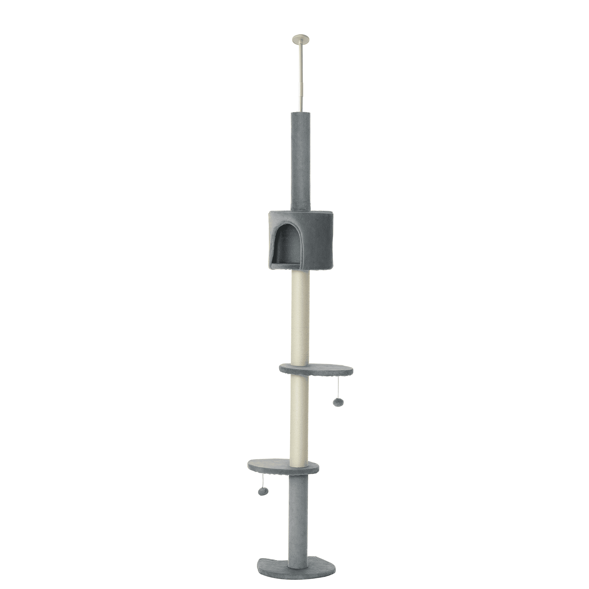 100" Cat Tree Height Adjustable Floor-to-Ceiling 4-Tier Kitty Climbing ...