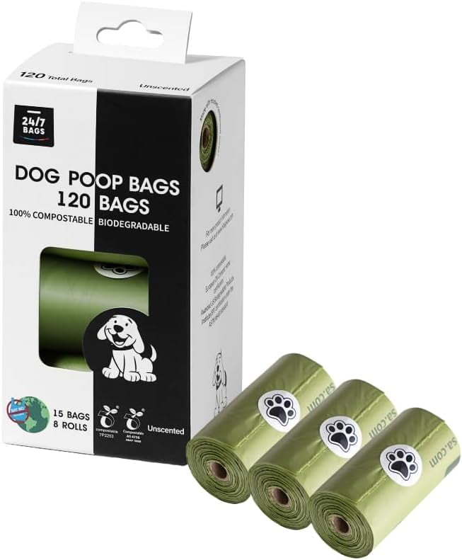 100% Certified Compostable Dog Waste Bags, 120 Count, ASTM D6400 ...