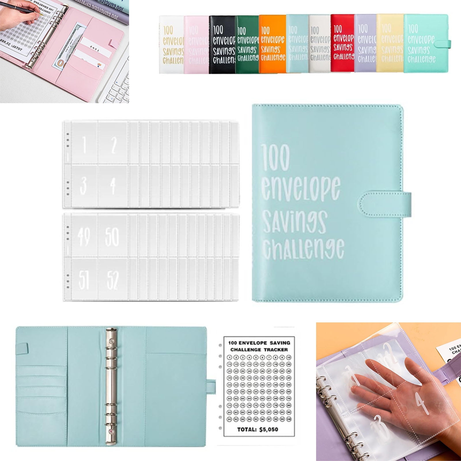 100 Challenge Money Saving Binder, 2026 100 Day Cash Envelopes Money ...