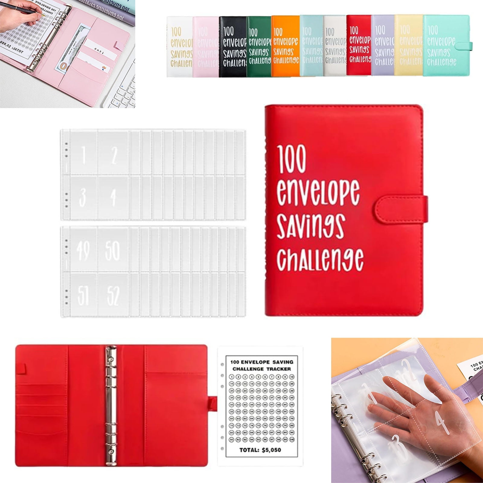 100 Challenge Money Saving Binder, 2026 100 Day Cash Envelopes Money ...