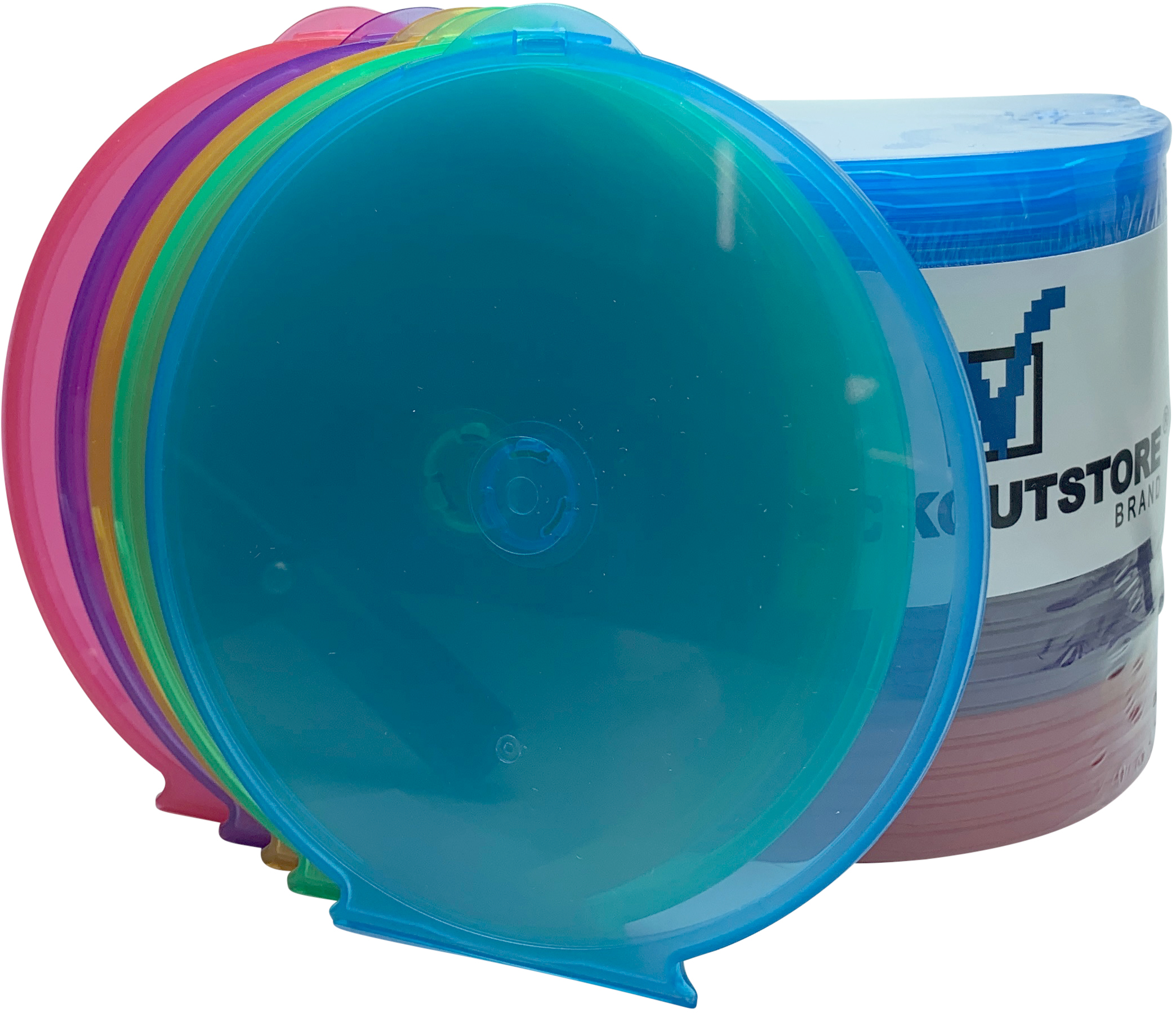 (100) CheckOutStore Clear Compact Slim Round ClamShell CD/DVD Case with ...