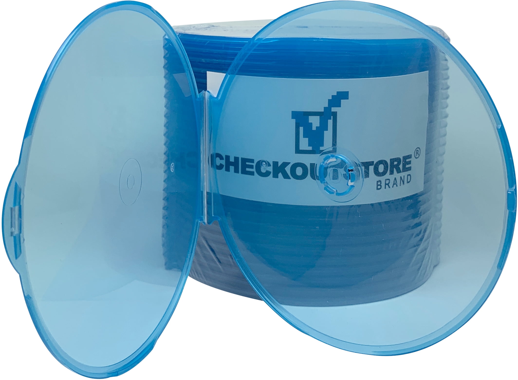 (100) CheckOutStore Clear Compact Slim Round ClamShell CD/DVD Case with ...