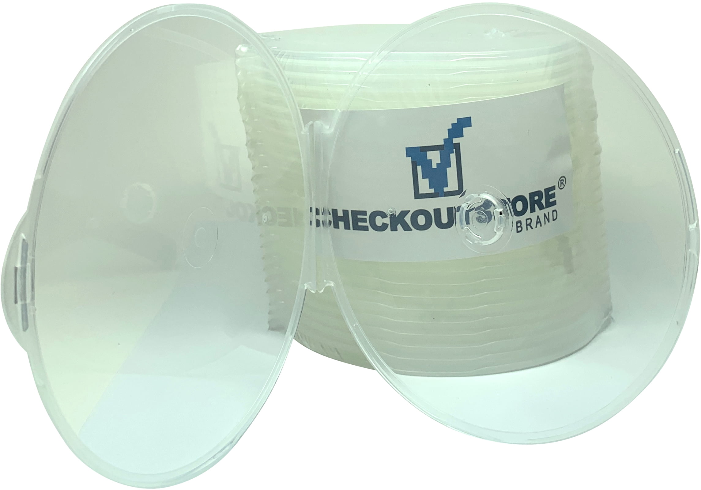 (100) CheckOutStore Clear Compact Slim Round ClamShell CD/DVD Case with ...