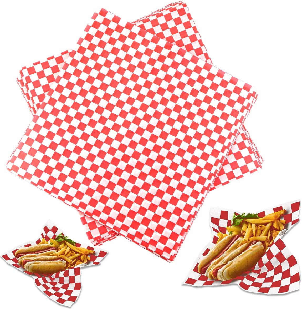 100 Sheets Checkered Dry Waxed Deli Paper Sheets, Paper Liners for ...