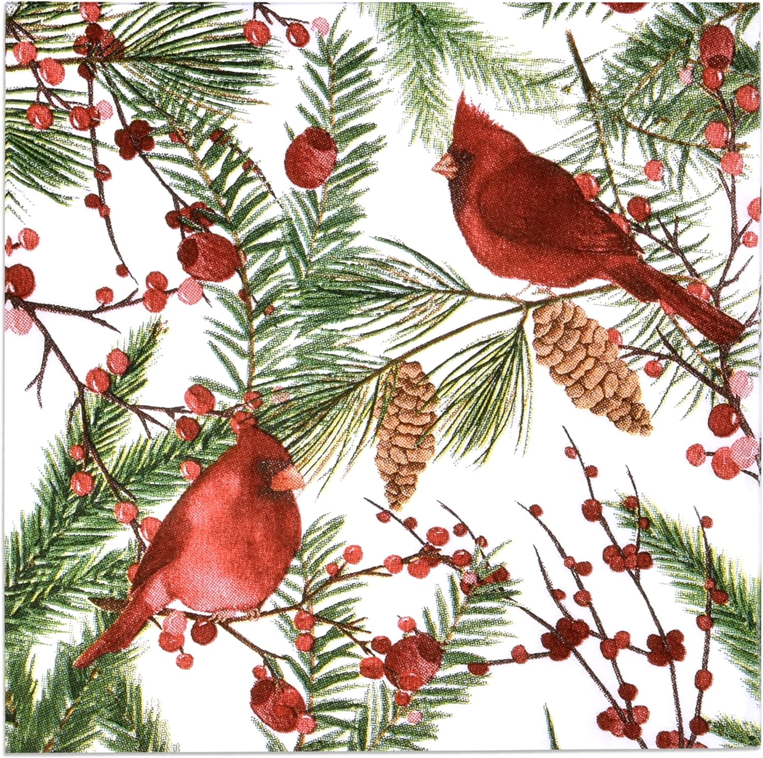 100 Christmas Cardinal Cocktail Beverage Napkins 3 Ply Disposable Paper ...