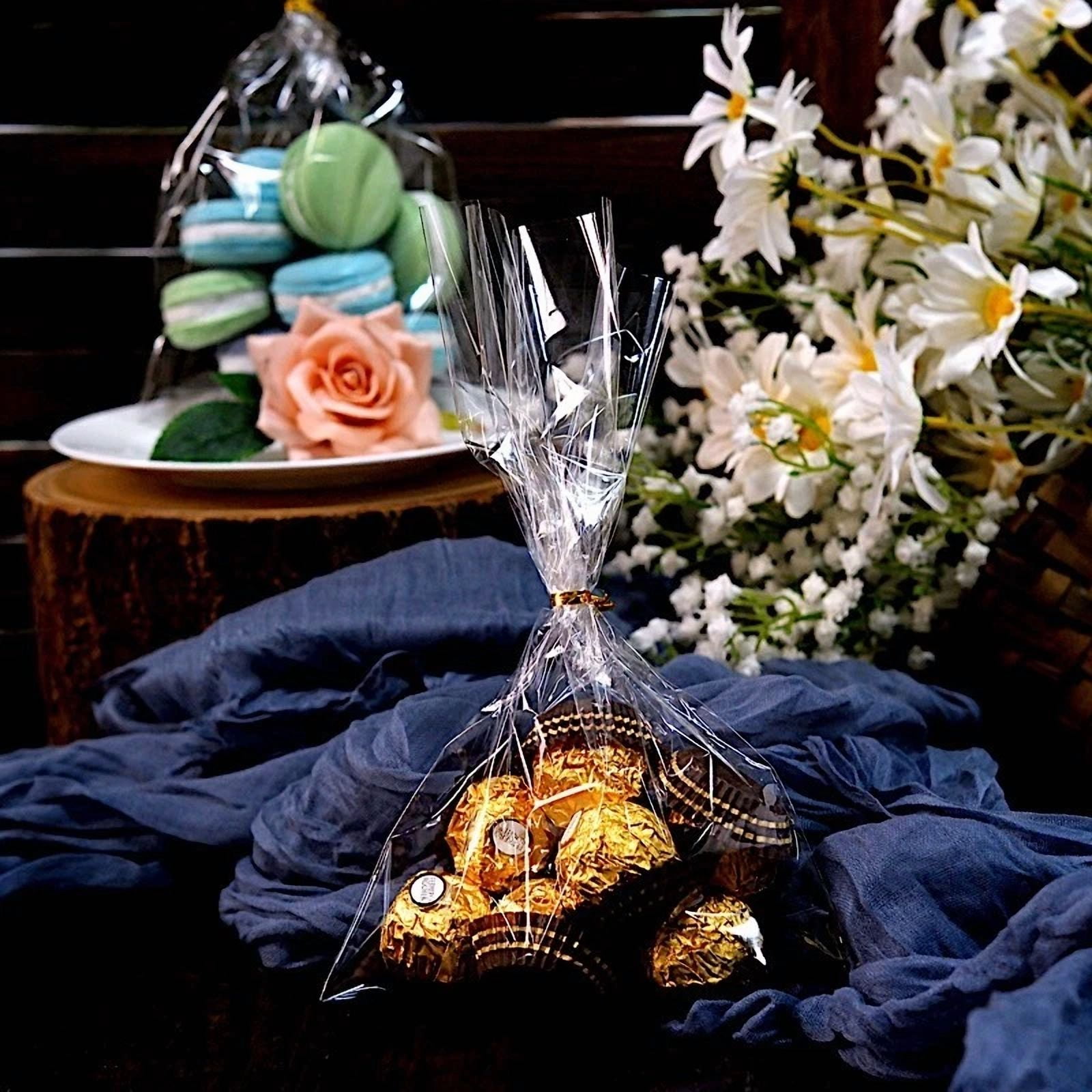 100 Clear 6X10-Inch Cellophane Treat Bags Twist Ties Party Wedding ...