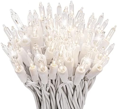 100 Clear Christmas Twinkle Lights on White Wire, 12 of 100 Lights ...