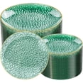 100 Clear Green Gold Plastic Plates, Hammered Clear and Gold Disposable ...