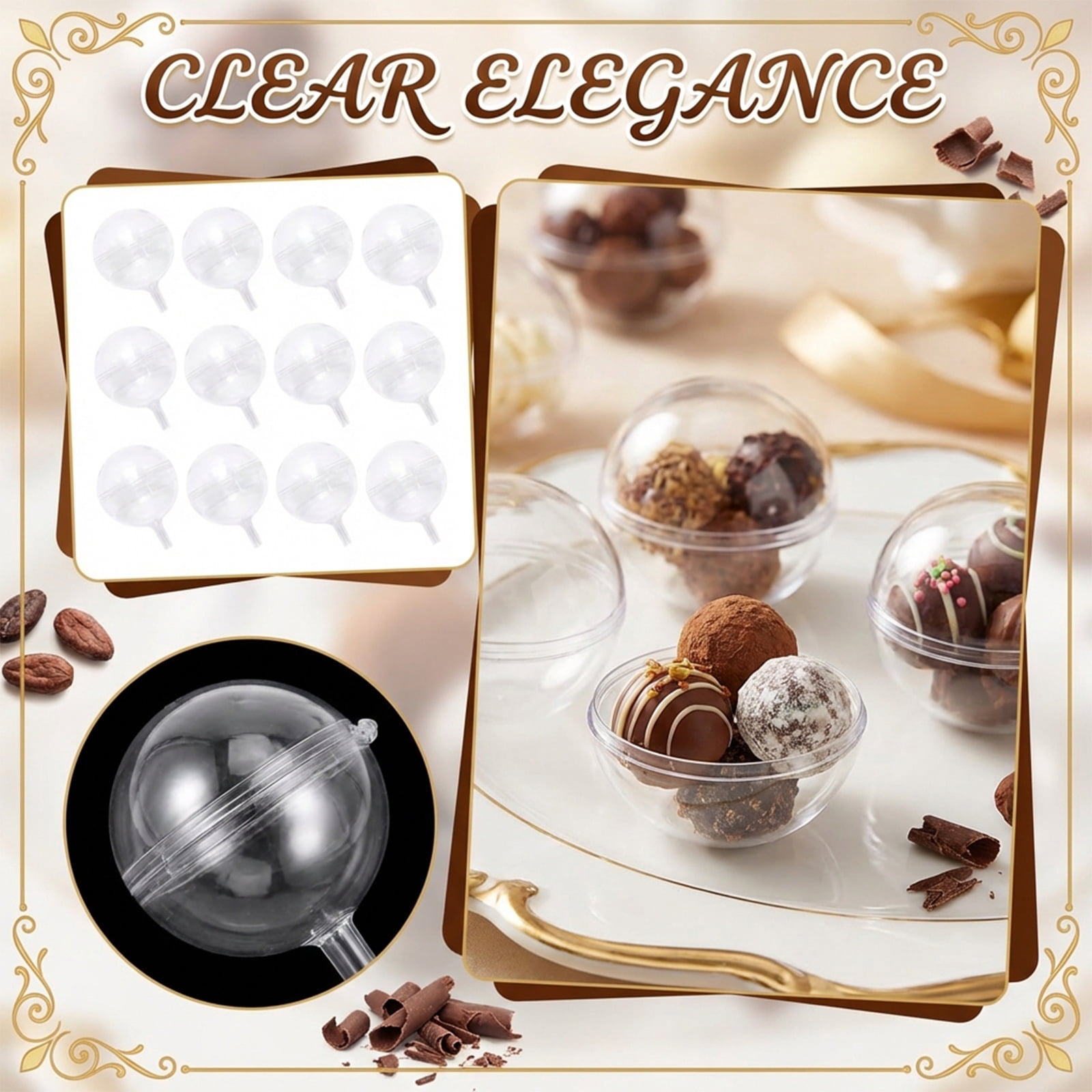 100 Clear Plastic Chocolate Box Stands Round Chocolate Ball Bouquet ...