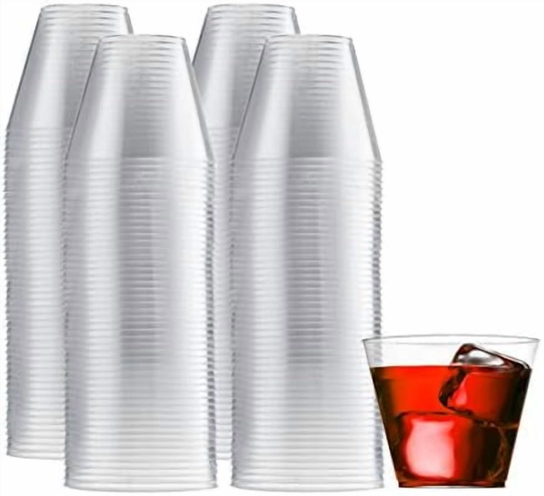 100 Clear Plastic Cups 9 Oz Old Fashioned Tumblers Fancy Disposable ...