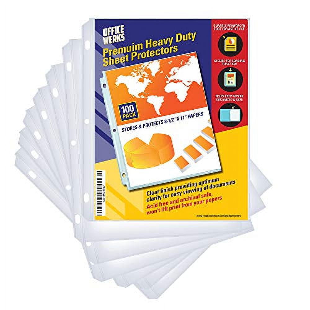 100 Clear Sheet Protectors, 8.5" x 11" Clear Page Protectors for 3 Ring ...