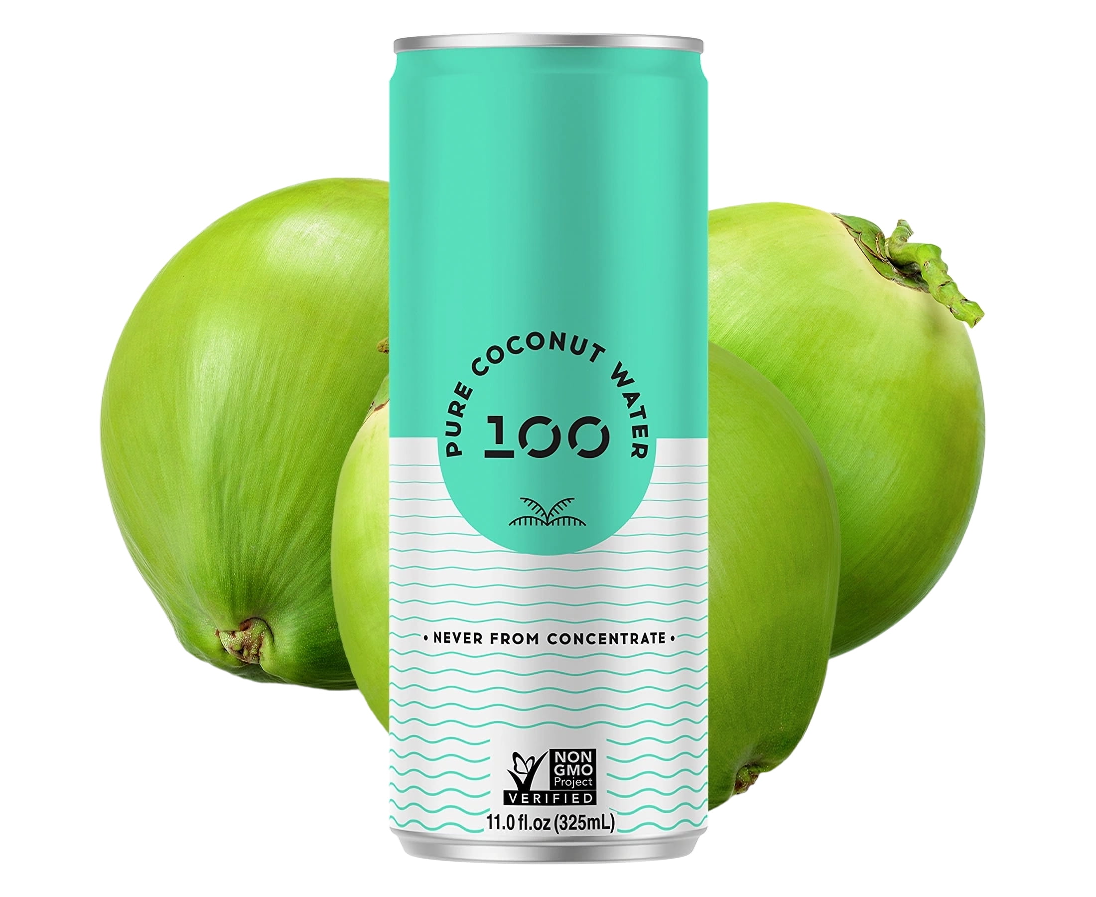 100 Coconuts Coconut Water Hydration Liquid, 11 fl oz Can, Refreshing ...