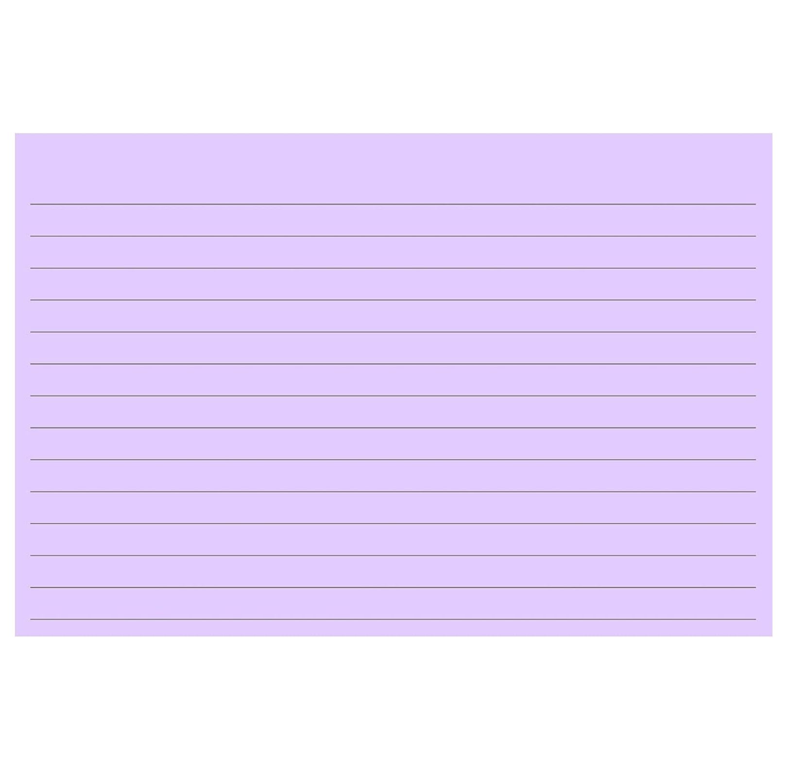 100 Color Cardstock 4" x 6" Index Cards, Light Purple, Lined Landscape ...
