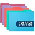 100 Colored File Folders Letter Size 1/3 Cut Tabs - Pastel File Folders ...