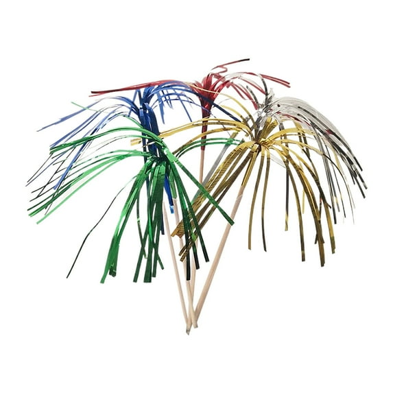 100 Colorful Wooden Fireworks Sticks,Dessert Card Insertion，Red，Plastic ...