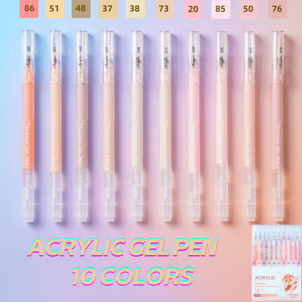 10 Colors Acrylic Gel Pens for Drawing, 1mm Fine Point Acrylic Ink Pen ...