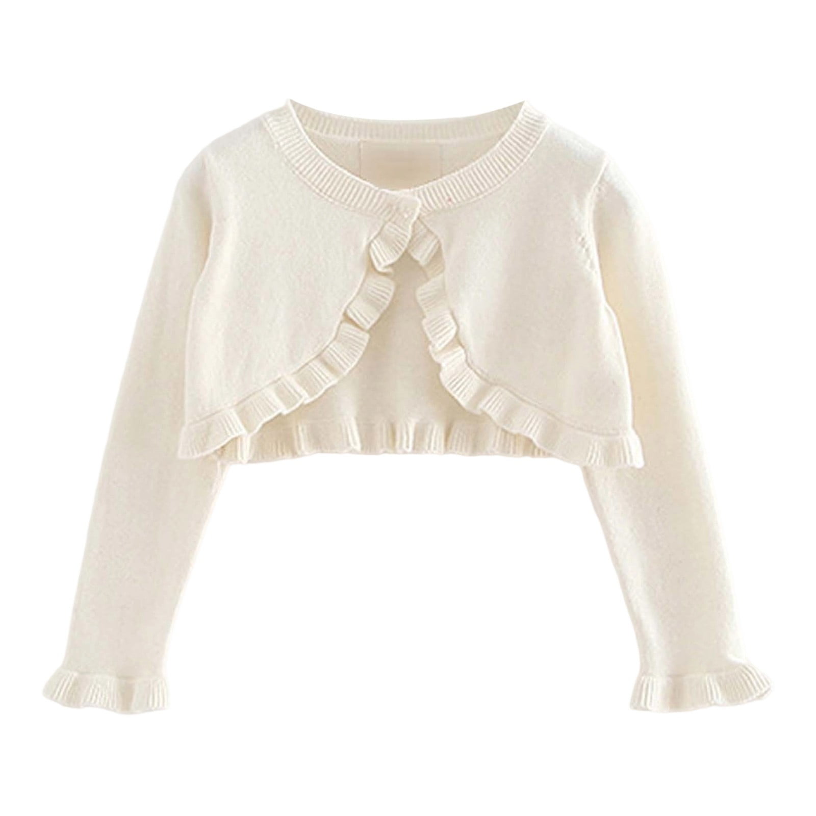 100% Combed Cotton Girls Knit Cardigan – Soft Knit Lace Trim (9M-9Y/80 ...