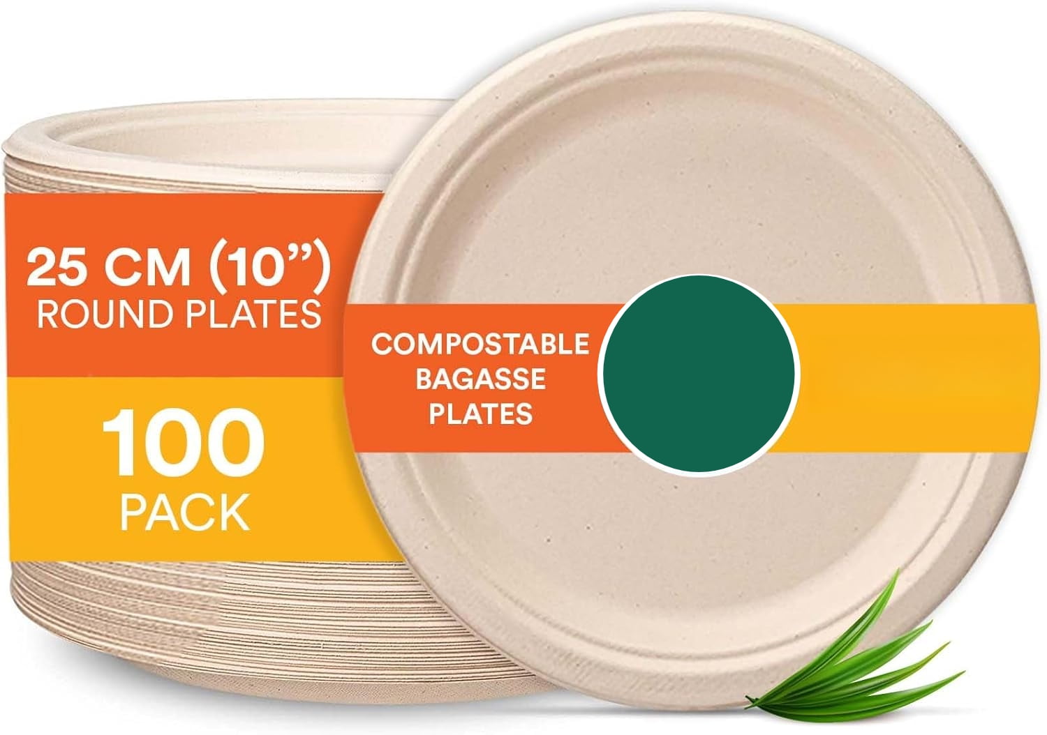 100% Compostable 10 Inch Disposable Heavy Duty Eco Friendly Dinner ...