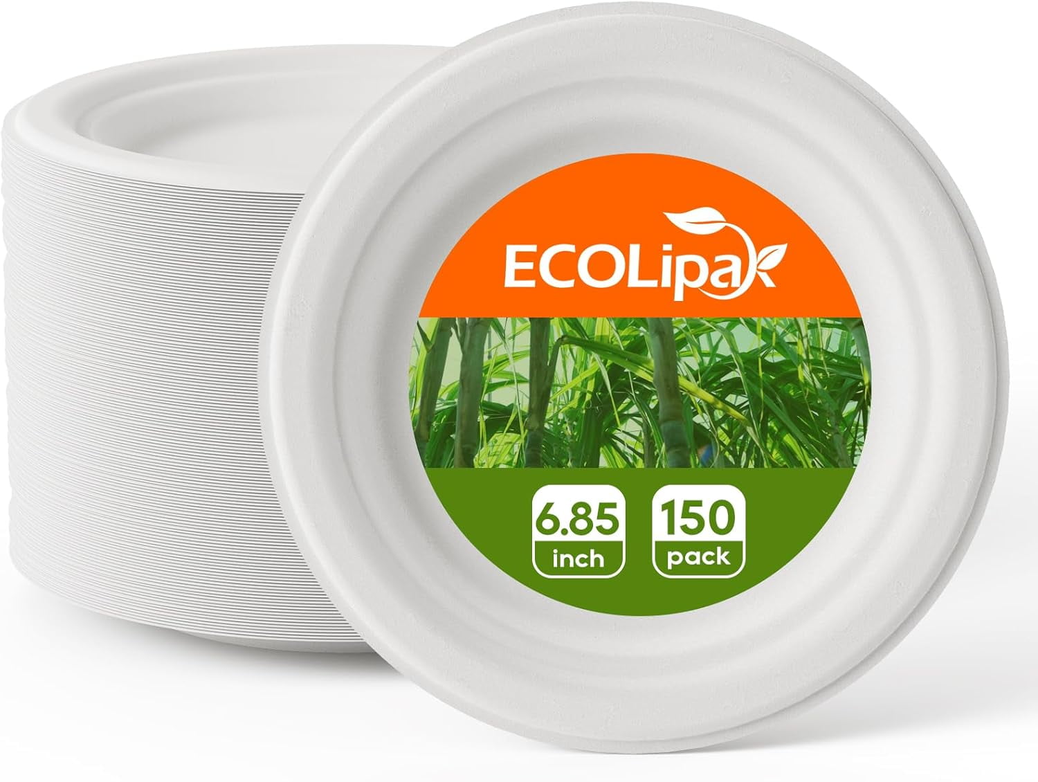 100% Compostable 10 inch Paper Plates, 150 Pack Heavy Duty Paper Plates ...