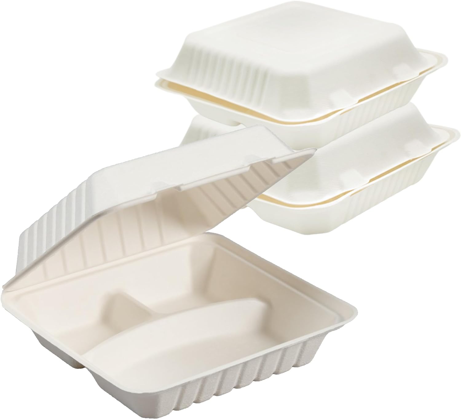 100% Compostable 3 Comp Take Out Food Containers 9x9x 3. 100 Containers ...