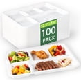 100% Compostable 5 Compartment Paper Plates, 100 Pack Disposable School ...