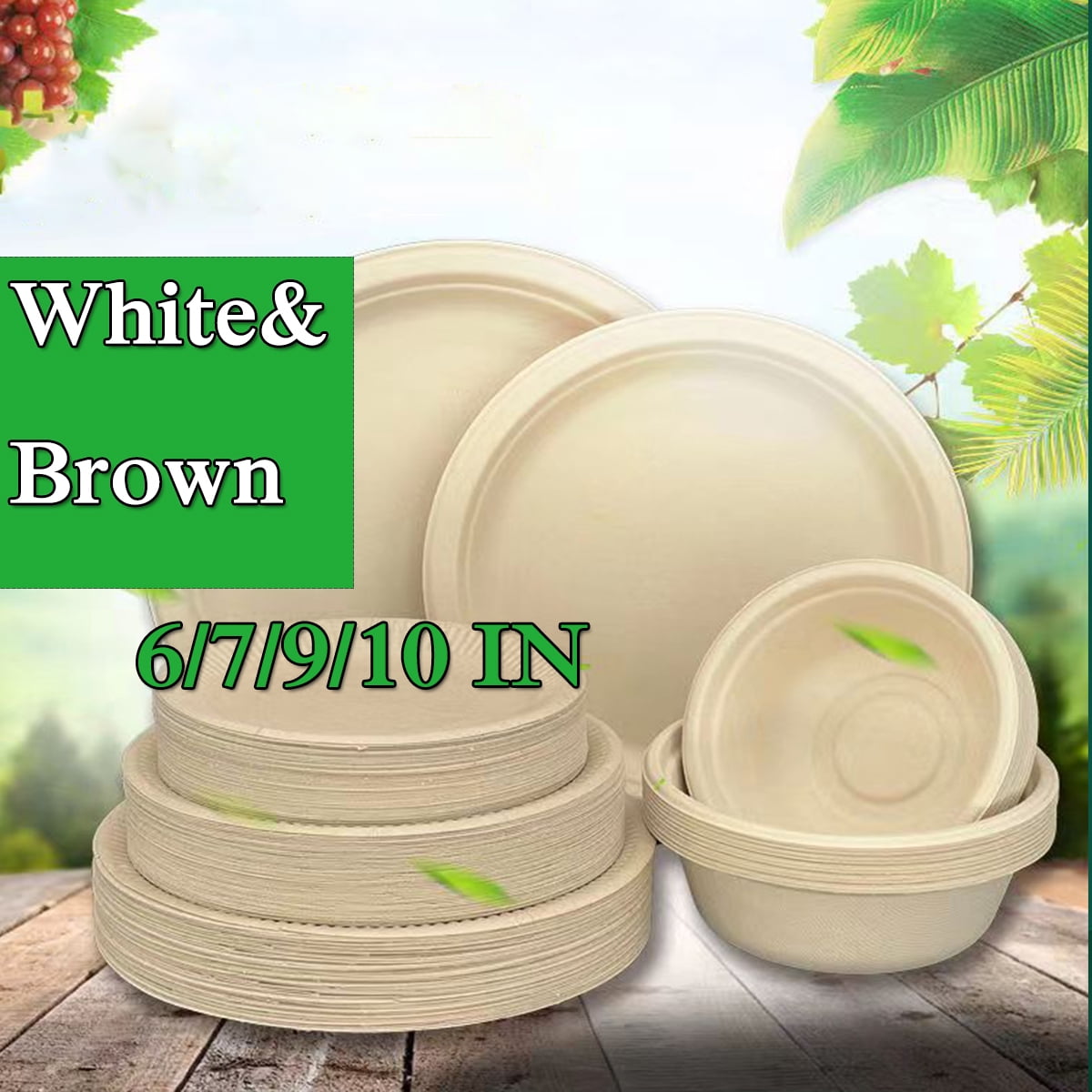 100% Compostable 6 Inch Heavy-Duty Eco-Friendly Disposable White ...