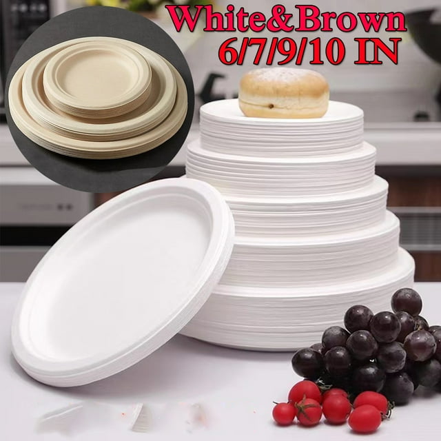 100% Compostable 6 inch Paper Plates, Heavy Duty Paper Plates ...