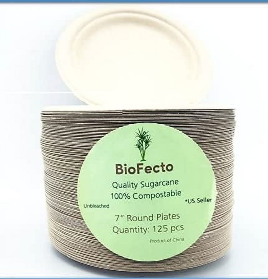 125-Pack 7 inch Compostable Heavy-Duty Paper Plates, Biodegradable, Eco ...