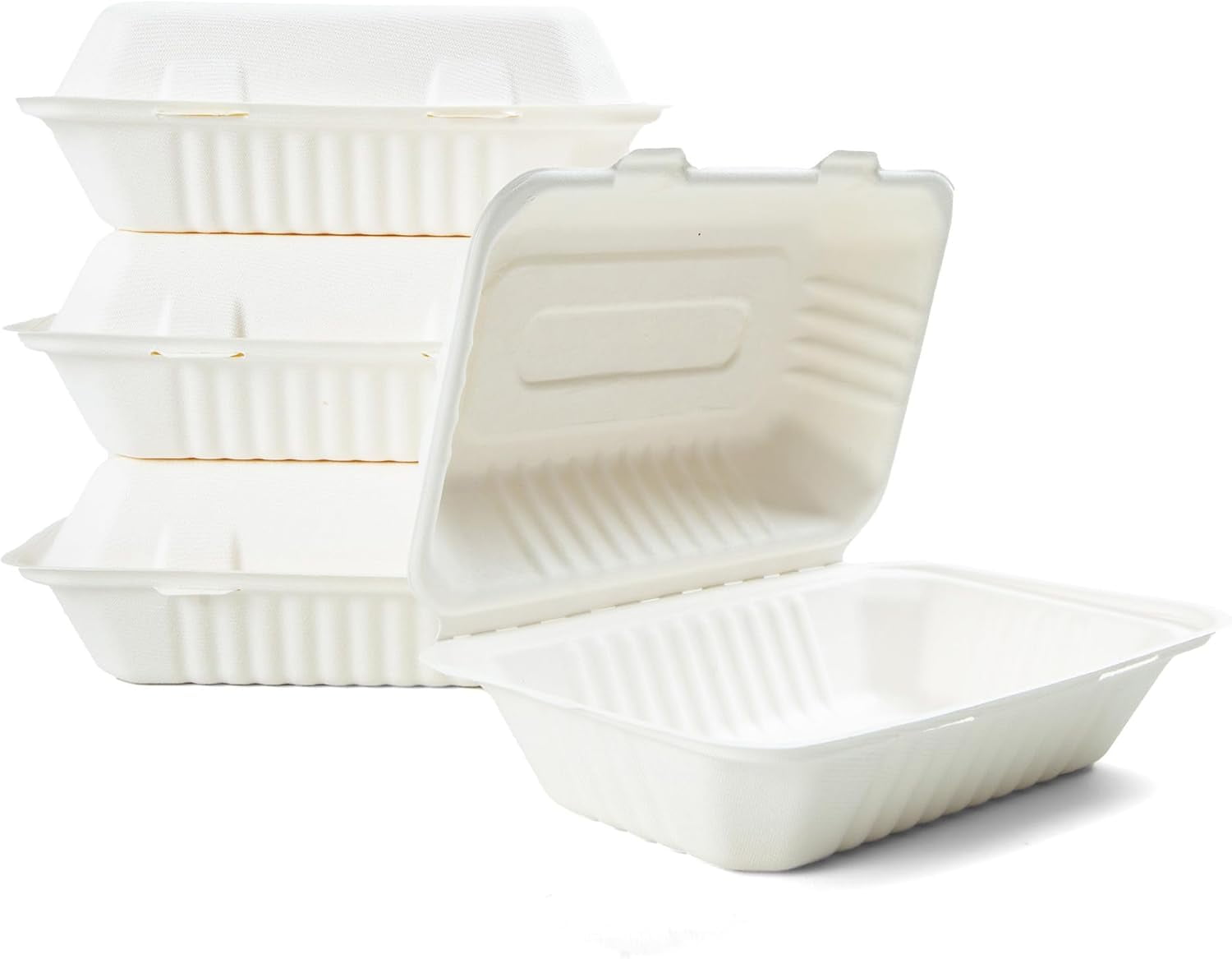 100% Compostable Clamshell Containers - Heavy Duty Disposable Takeout ...