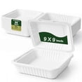 100% Compostable Clamshell Take Out Food Containers 8X8" 50-Pack Heavy ...