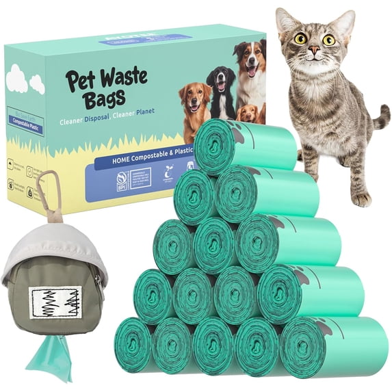 100% Compostable Dog Poop Bags with Dispenser, 280 Count, Plastic-free ...