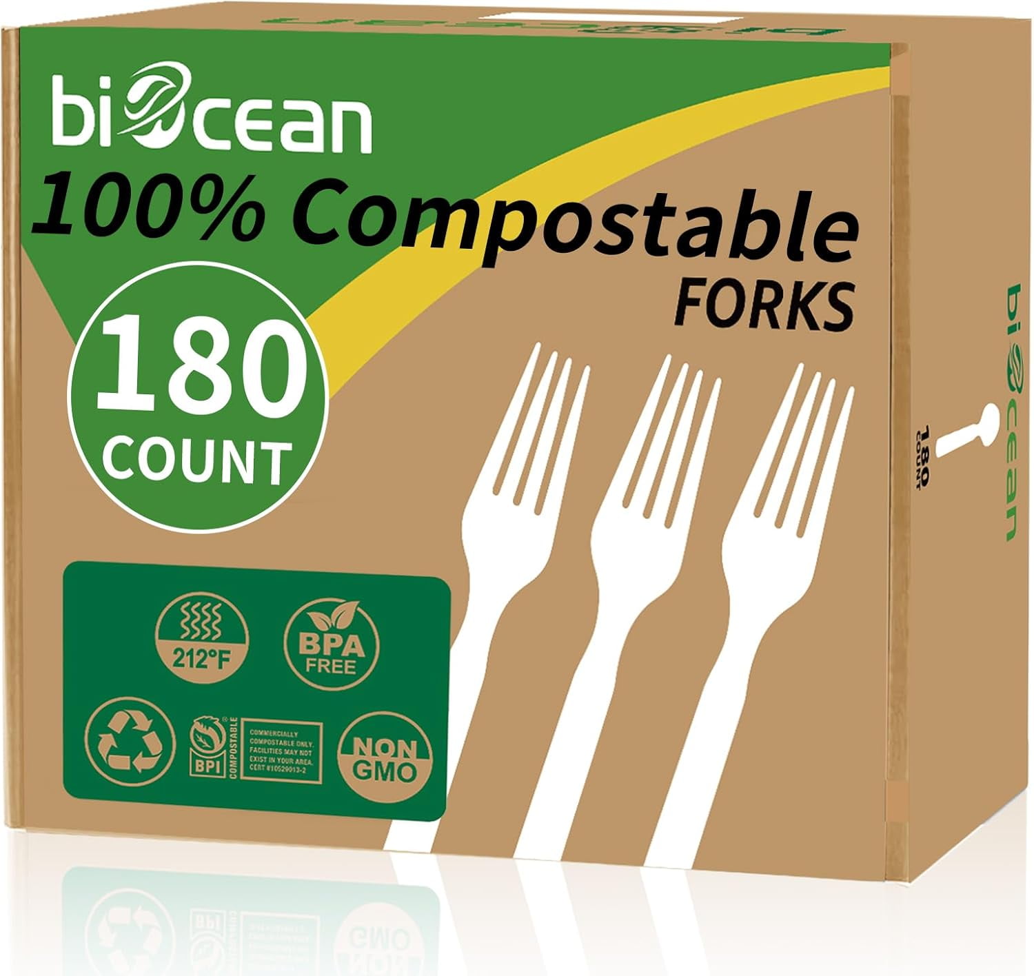 100% Compostable Forks 180 Count Disposable Forks bulk Utensils Set ...