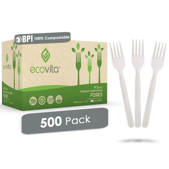 100% Compostable Forks - Disposable Eco Fork Utensil Sets 500 PCS - Eco ...
