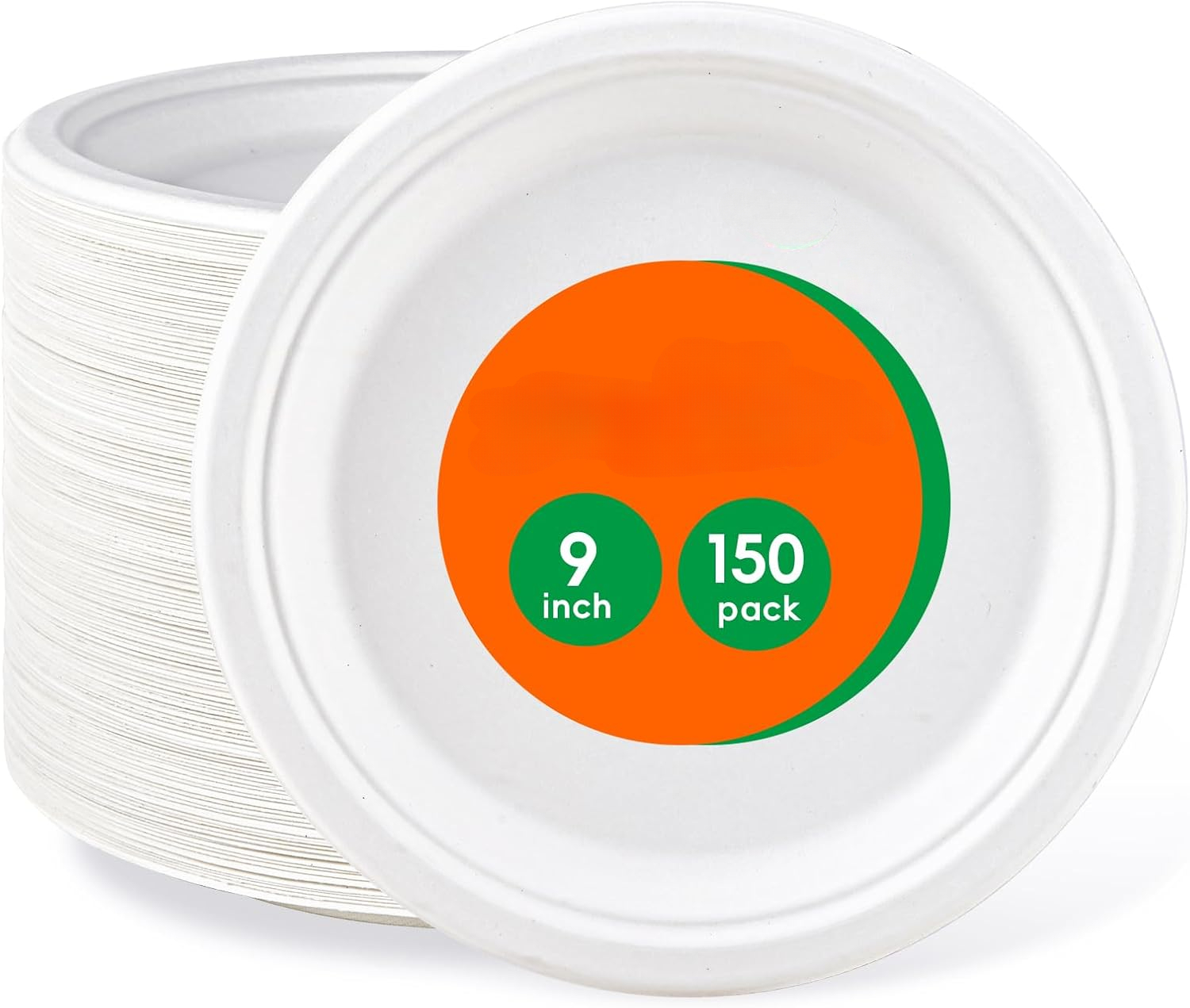 100% Compostable Heavy Duty Paper Plates, 150 Pack Disposable ...