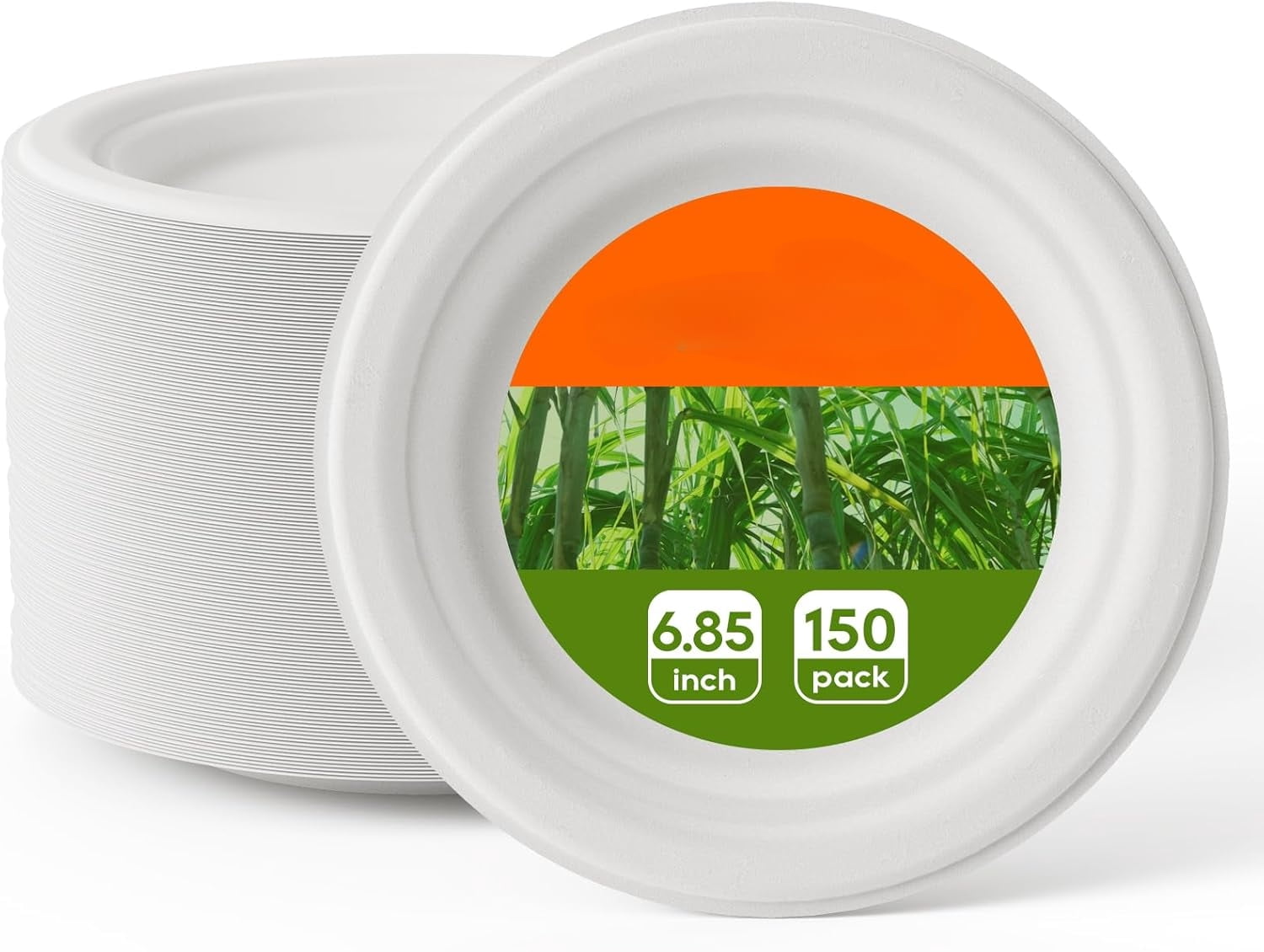 100% Compostable Heavy Duty Paper Plates, 150 Pack Disposable ...