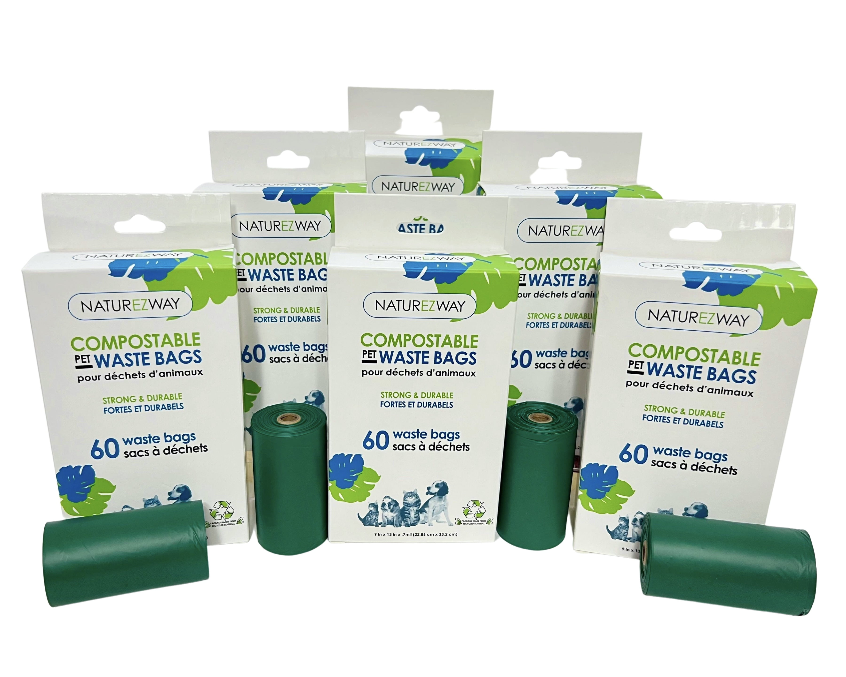100% Compostable - NatureZway’s 360 Count, 6 Packs of Pet Waste Bags ...