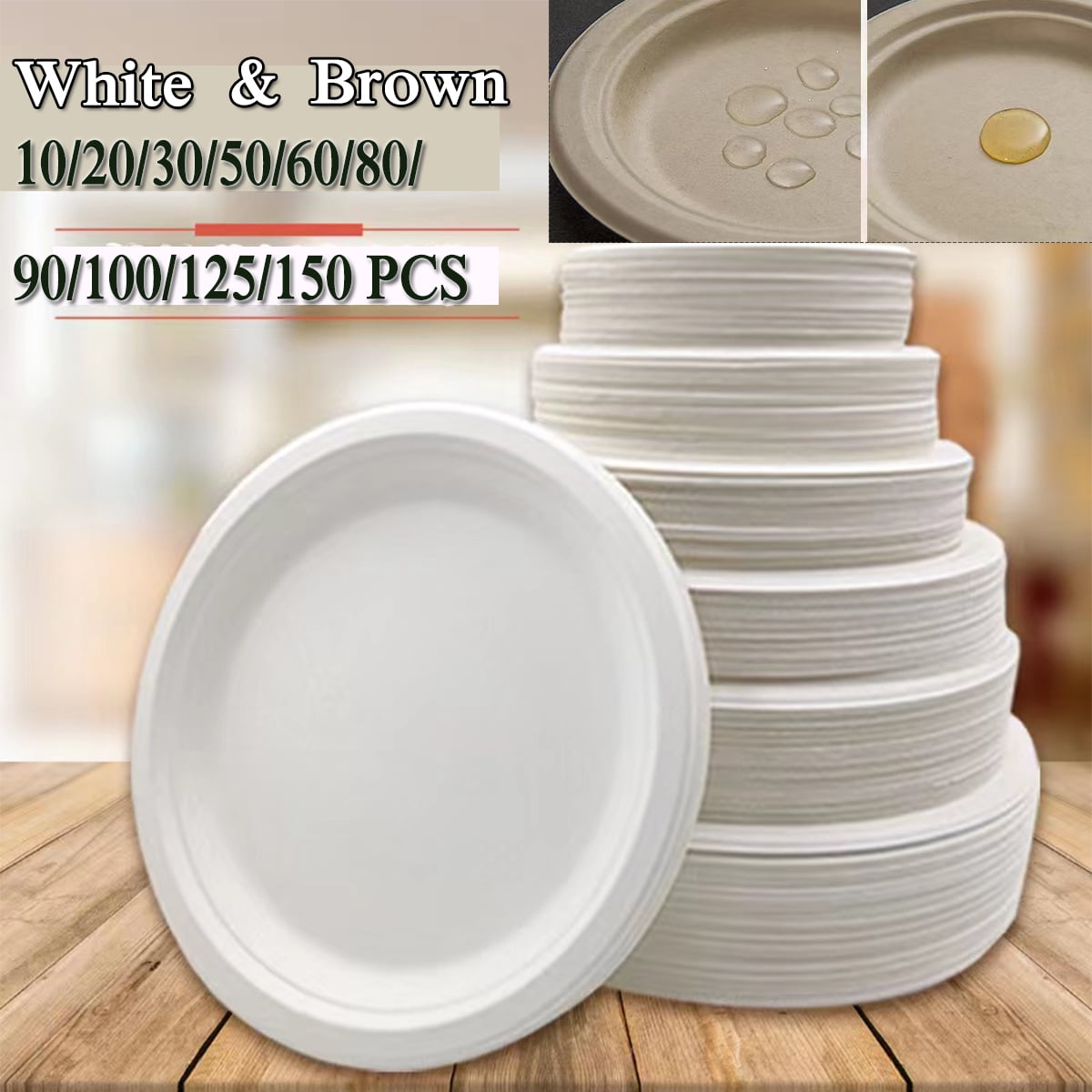 100% Compostable Oval Paper Plates 12.5 Inch Elegant Disposable Dinner ...